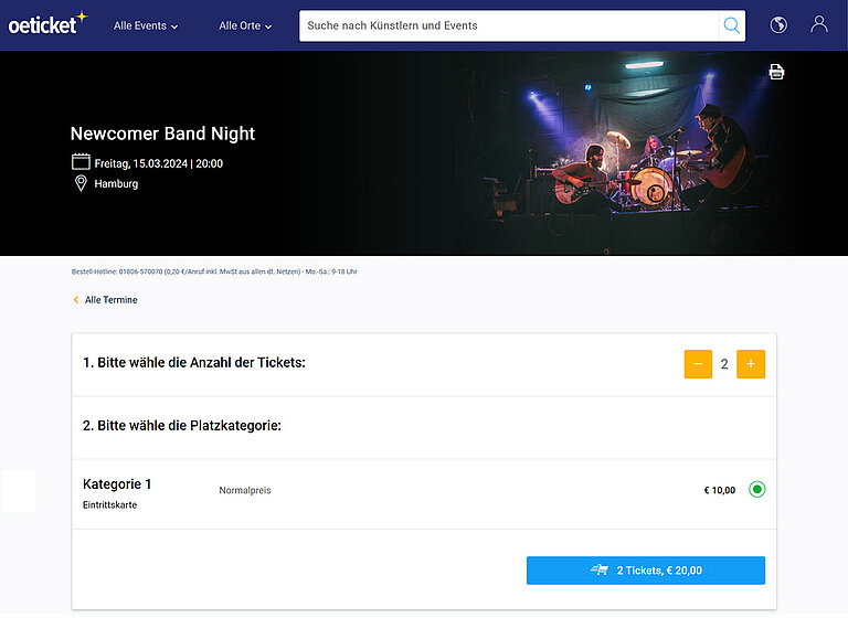 Event-Ticketing online: Funktionen von oeticket.Light